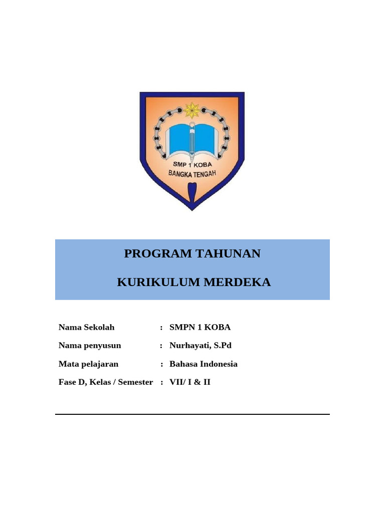 Program Tahunan Bahasa Indonesia SMPN 1 Koba | PDF