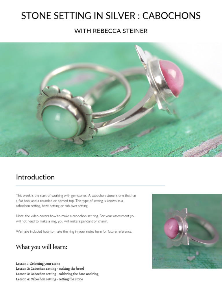 Stone Setting in Silver - Cabochon Notes | PDF | Soldering | Jewellery