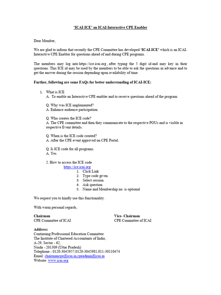 Icai-Ice Member | PDF