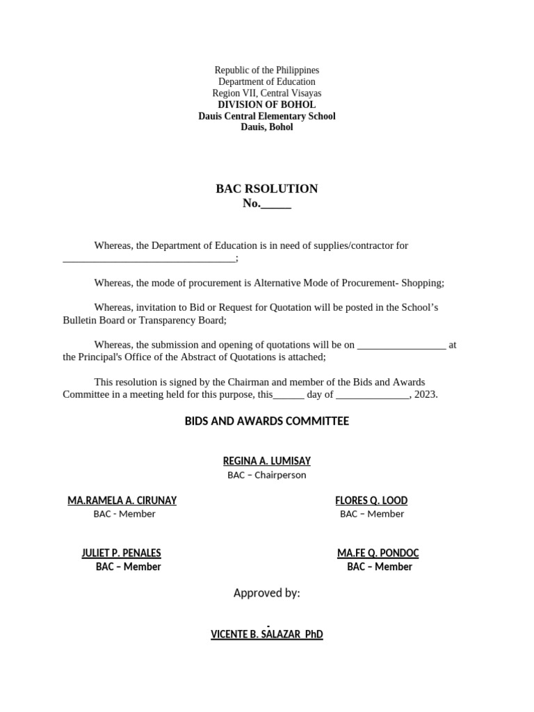 BAC Resolution | PDF