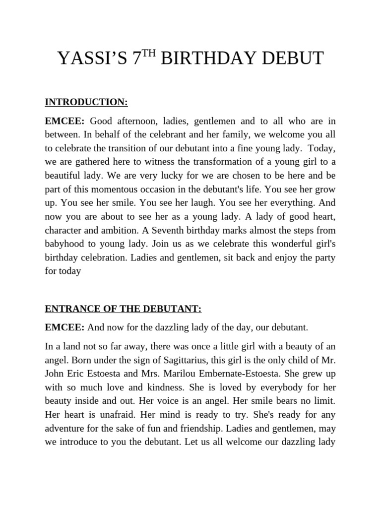 Yassi's 7TH Birthday Debut | PDF