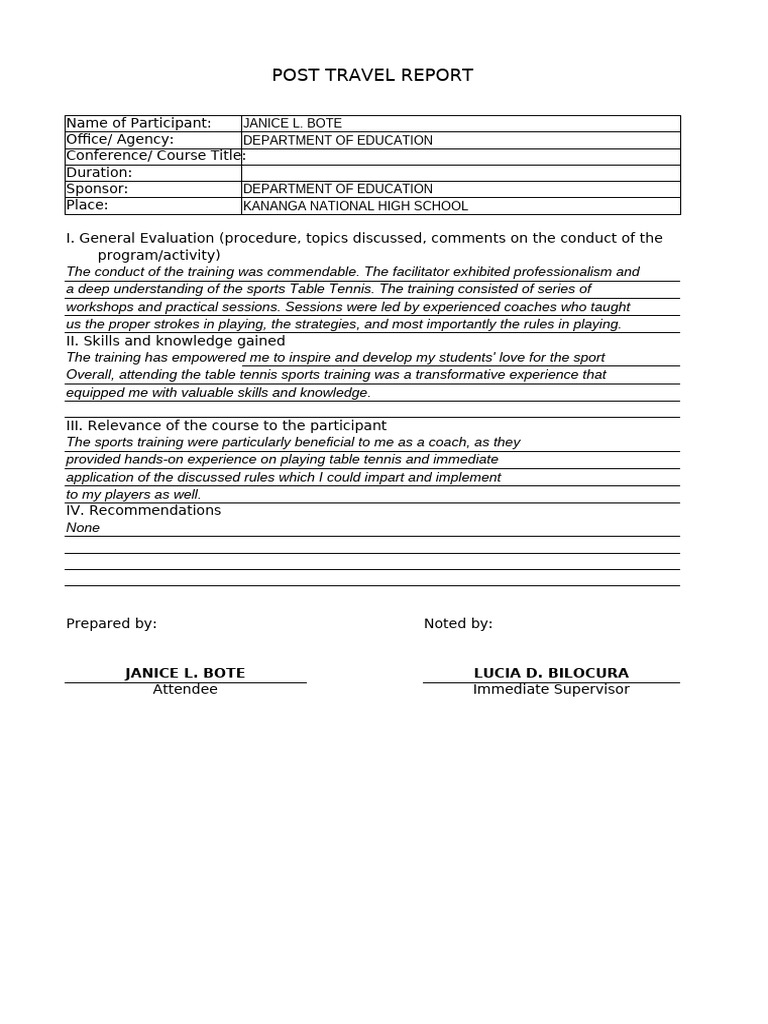 post-travel report | PDF