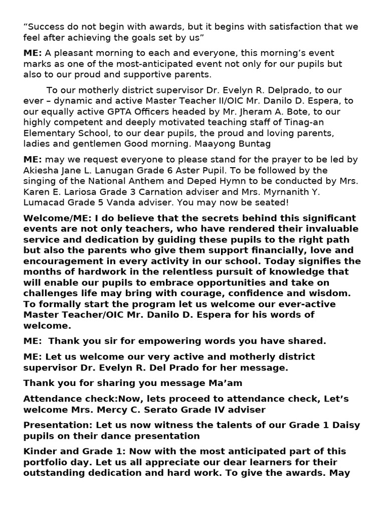 script emcee portfolio | PDF | Behavior Modification