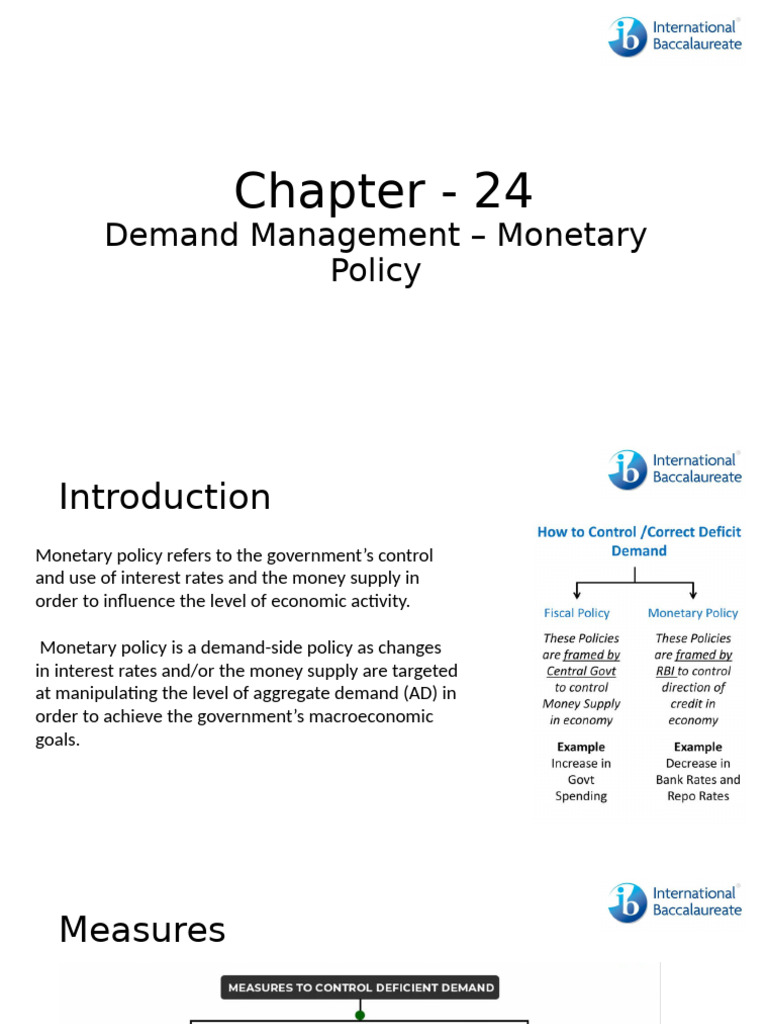 CH. 24 Demand Management (Monetary Policy) | PDF