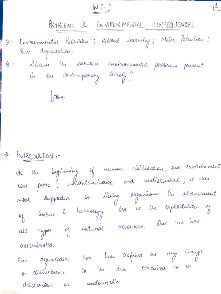 644 - Unit1 - Problems and Environmental Consequences | PDF