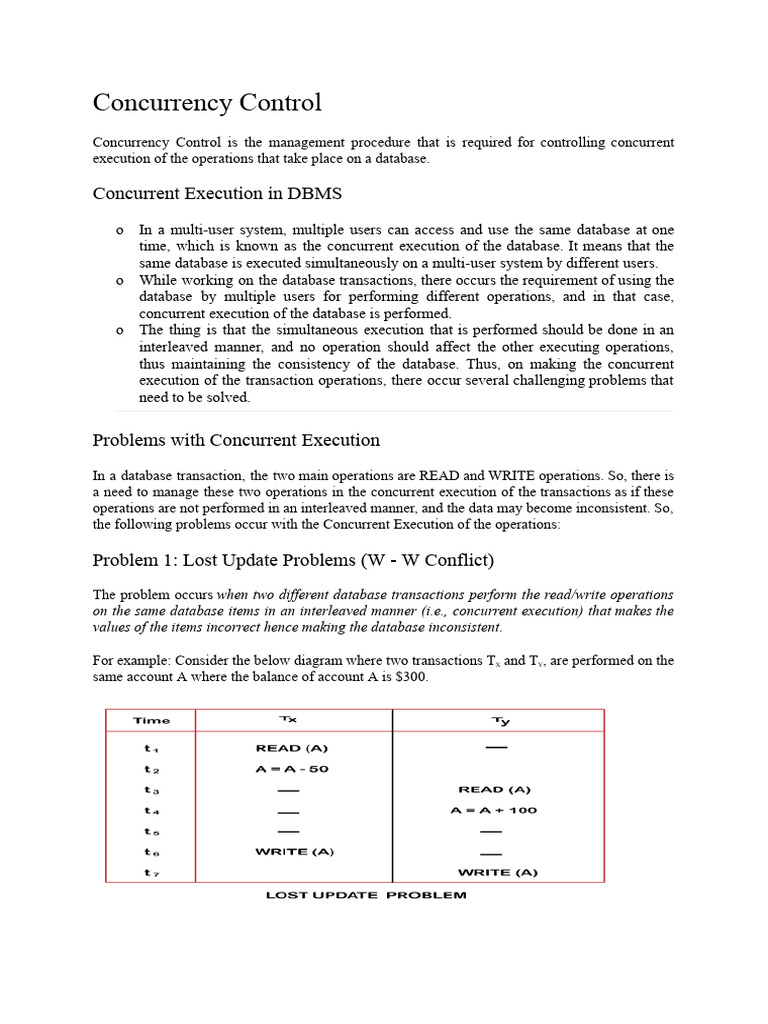 Concurrency Control in Databases | PDF | Database Transaction | Databases