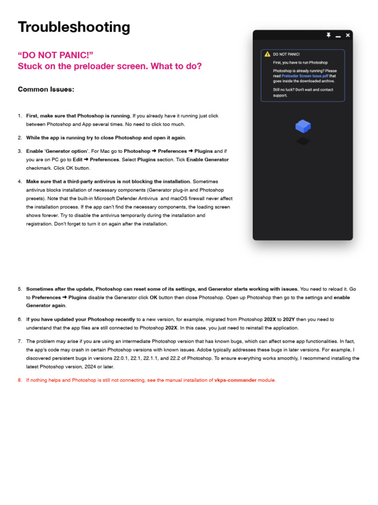 Photoshop Preloader Screen Fix Guide | PDF | Adobe Photoshop | Directory (Computing)