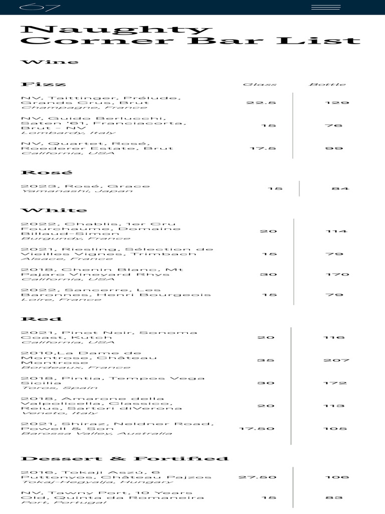 Wine and Champagne Selection List | PDF
