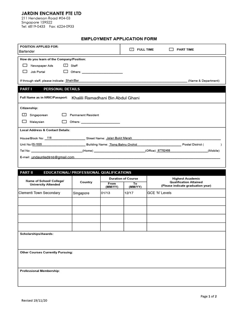 Employment Application Form Template | PDF | Justice | Crime & Violence