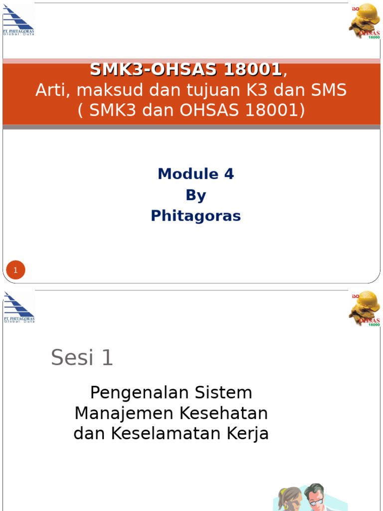 Module 4-Arti, Maksud Dan Tujuan K3 Dan SMS ( SMK3 Dan OHSAS 18001) | PDF