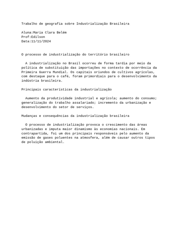 Trabalho Geografia 1104 | PDF