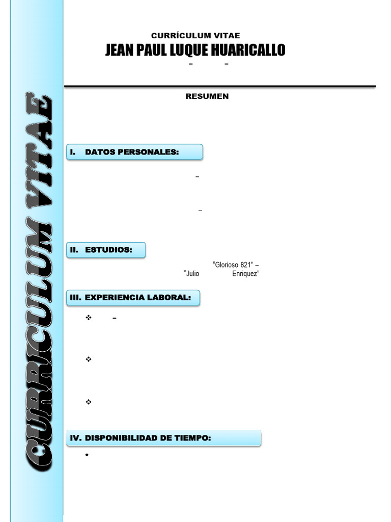 CV 2025 - Jean Paul Luque Huaricallo | PDF