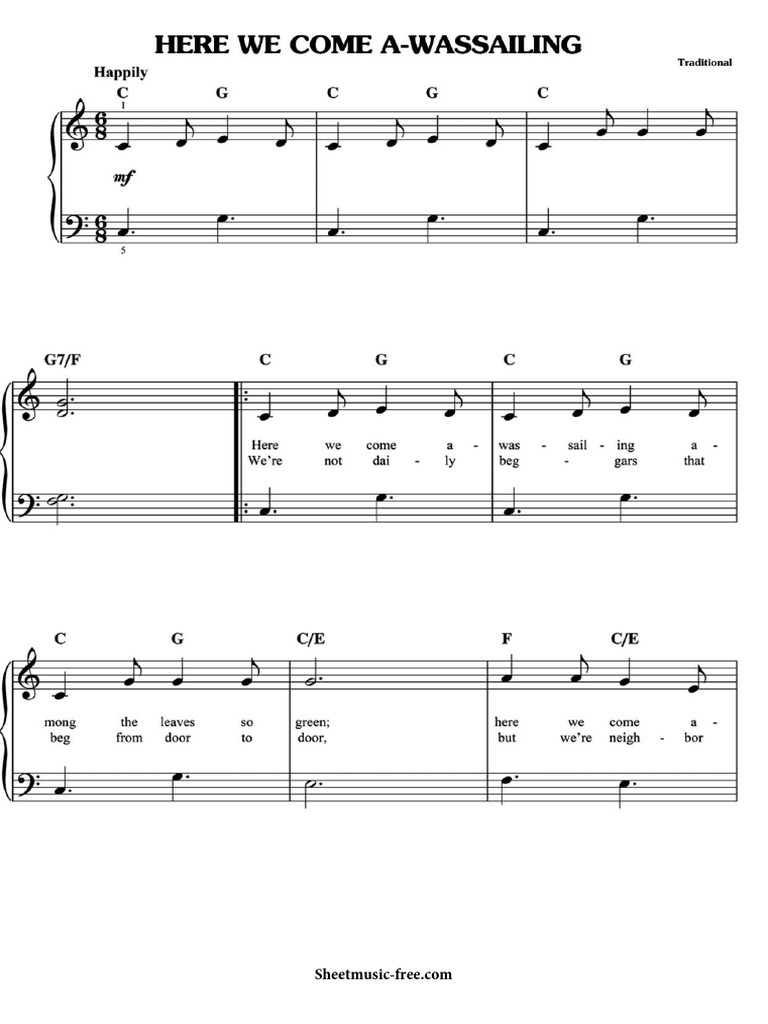 Here We Come a Wassailing Sheet Music Christmas Sheet Music SheetMusic ...