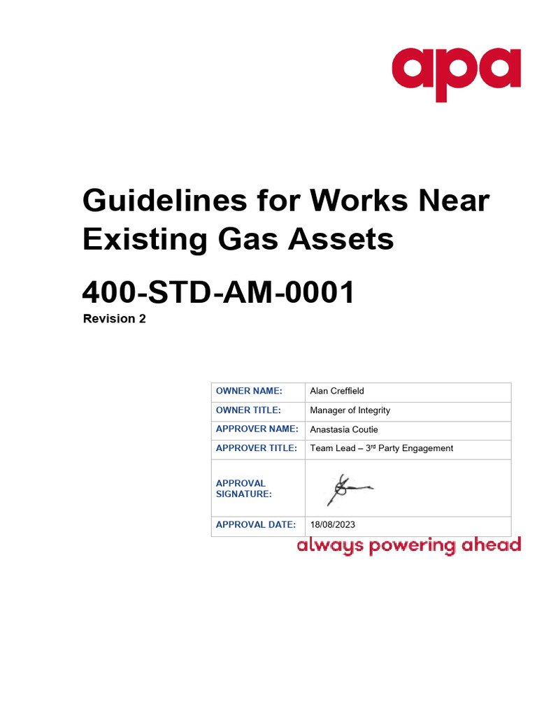 APA Guidelines For Works Near Existing Gas Assets Rev 2.0 | PDF ...
