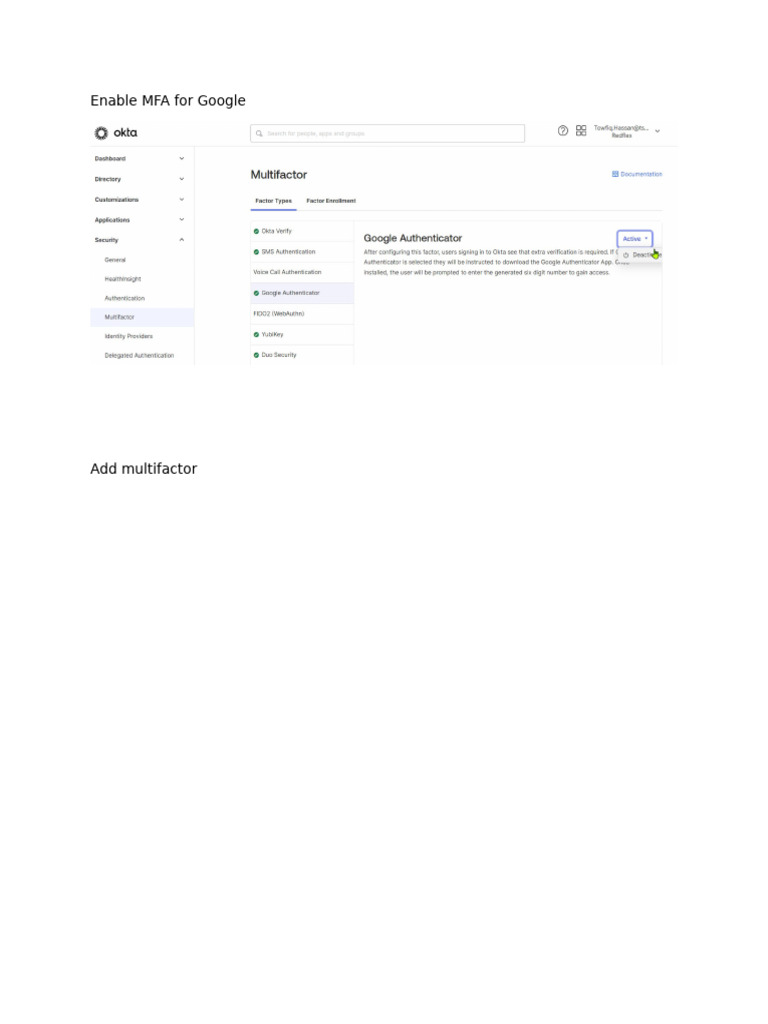 Enable MFA For Google | PDF