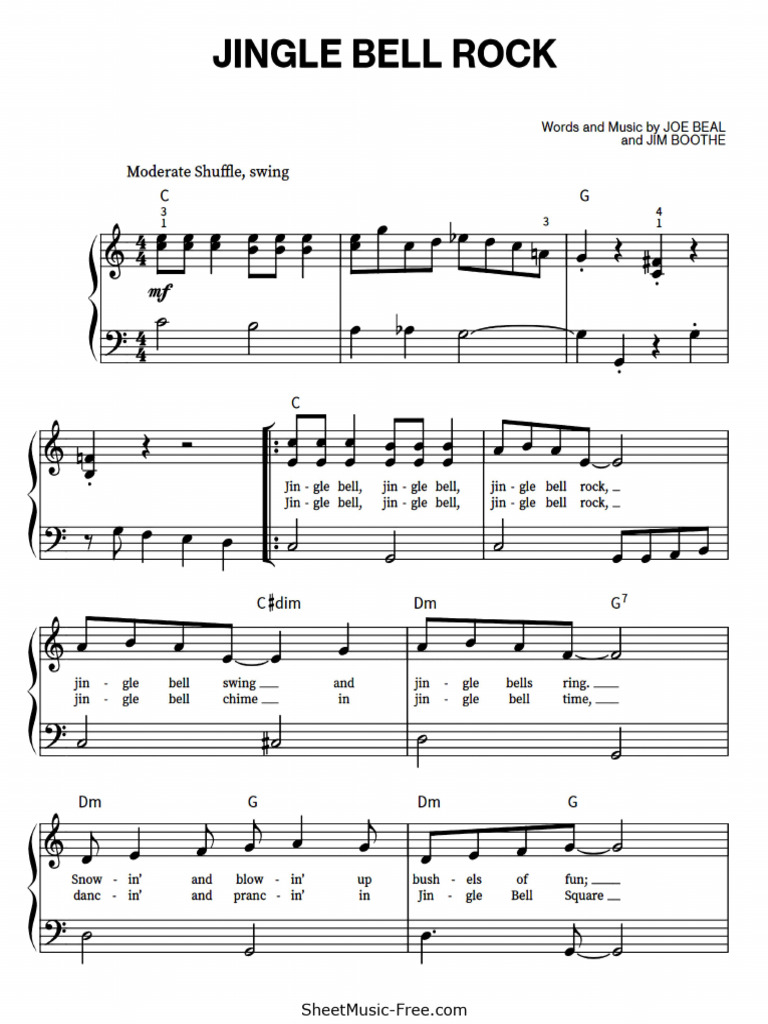 Jingle Bell Rock Sheet Music Easy Piano Christmas SheetMusic | PDF