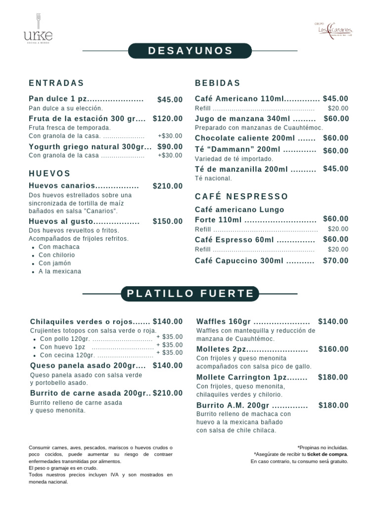Menu Chepe 6 | PDF | Cocina occidental | Cocina de las Americas