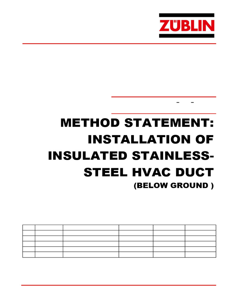 HVAC Duct Installation Method Statement | PDF | Duct (Flow) | Project Management