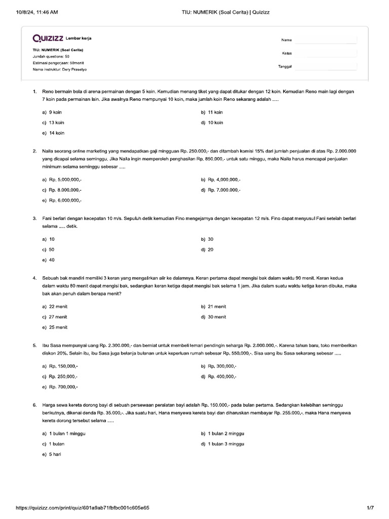 Soal Numerik 1 | PDF