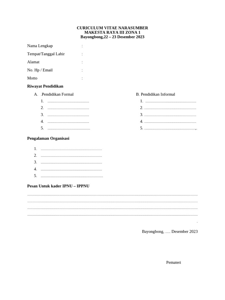 CV NARASUMBER[1] | PDF