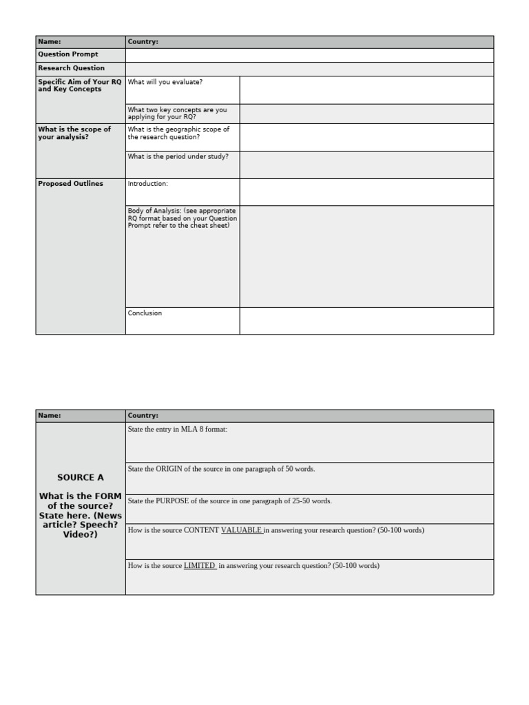 Research Plan Worksheet | PDF