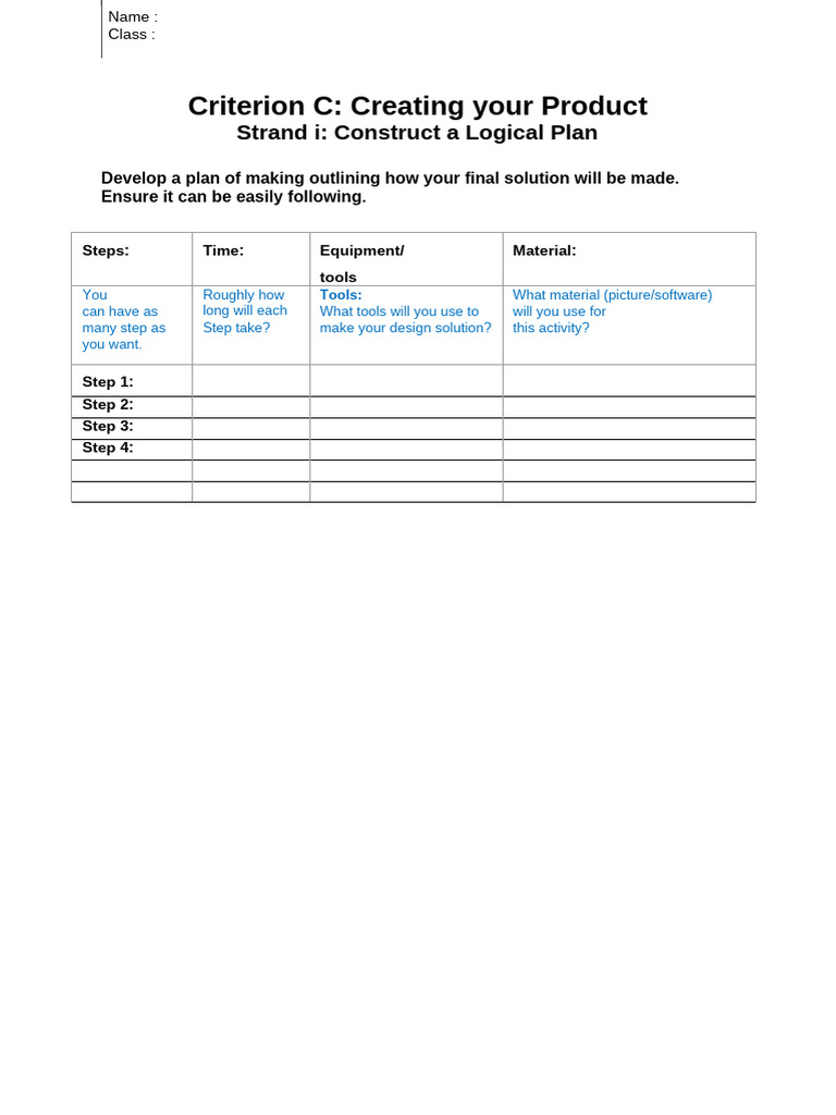 Criterion C - Strand I II | PDF