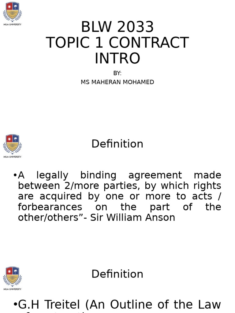 Topic 1 Contract Part 1 | PDF | Offer And Acceptance | Private Law