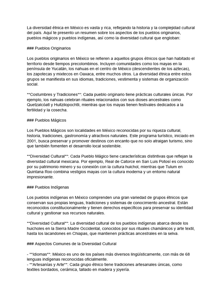 Diversidad Étnica, Pueblos Originarios, Pueblos Mágicos y Pueblos ...