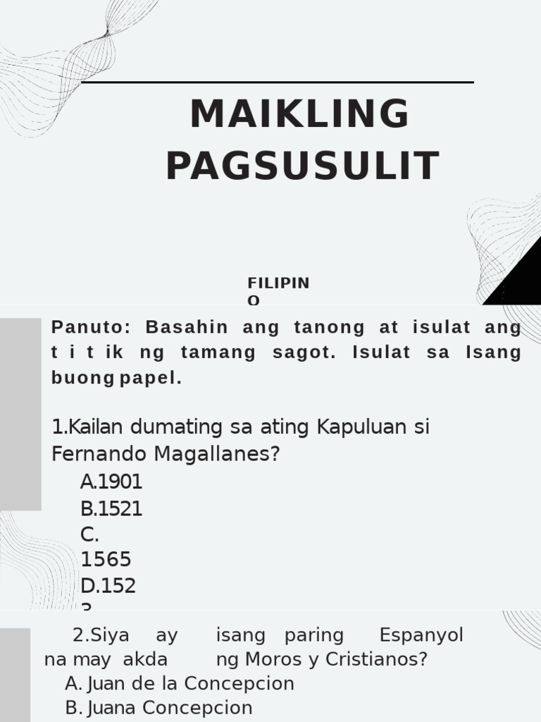 Maikling Pagsusulit G7 | PDF