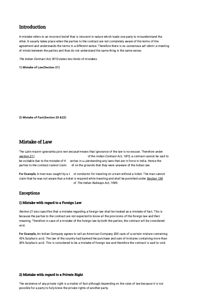Mistake of Fact and Mistake of Law - 20230925 - 092026 | PDF | Common ...