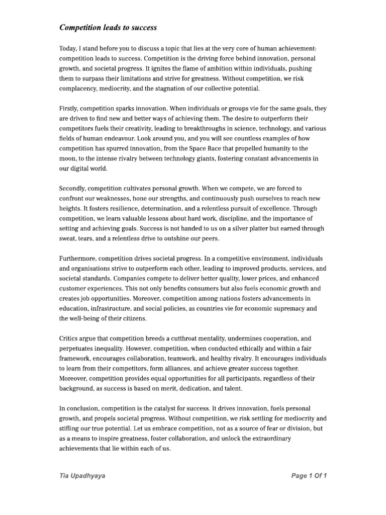 Competition Leads to Success | PDF