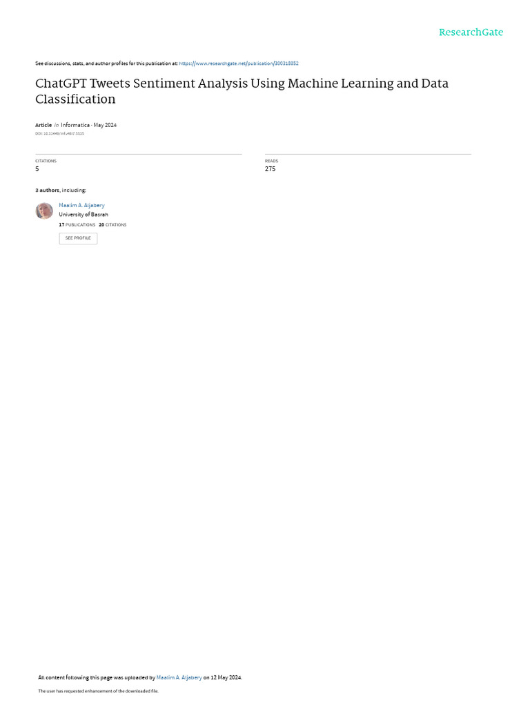Chatgpt Tweets Sentiment Analysis Using Machine Learning and Data Classification | PDF | Support ...