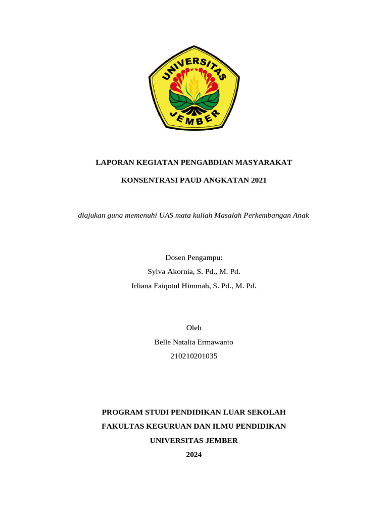 Belle Natalia Ermawanto_035_UAS Masalah Perkembangan Anak | PDF