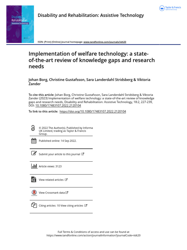 Implementation of welfare technology a state-of-the-art review of ...