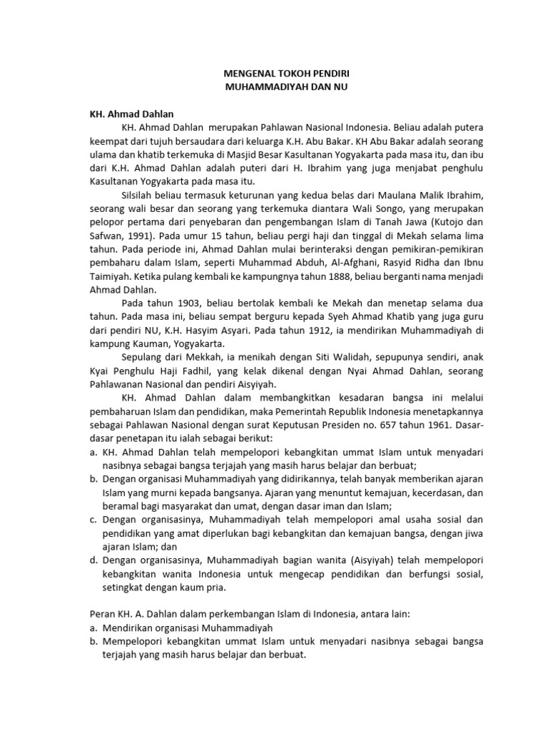 Tokoh Pendiri Muhammadiyah dan NU | PDF