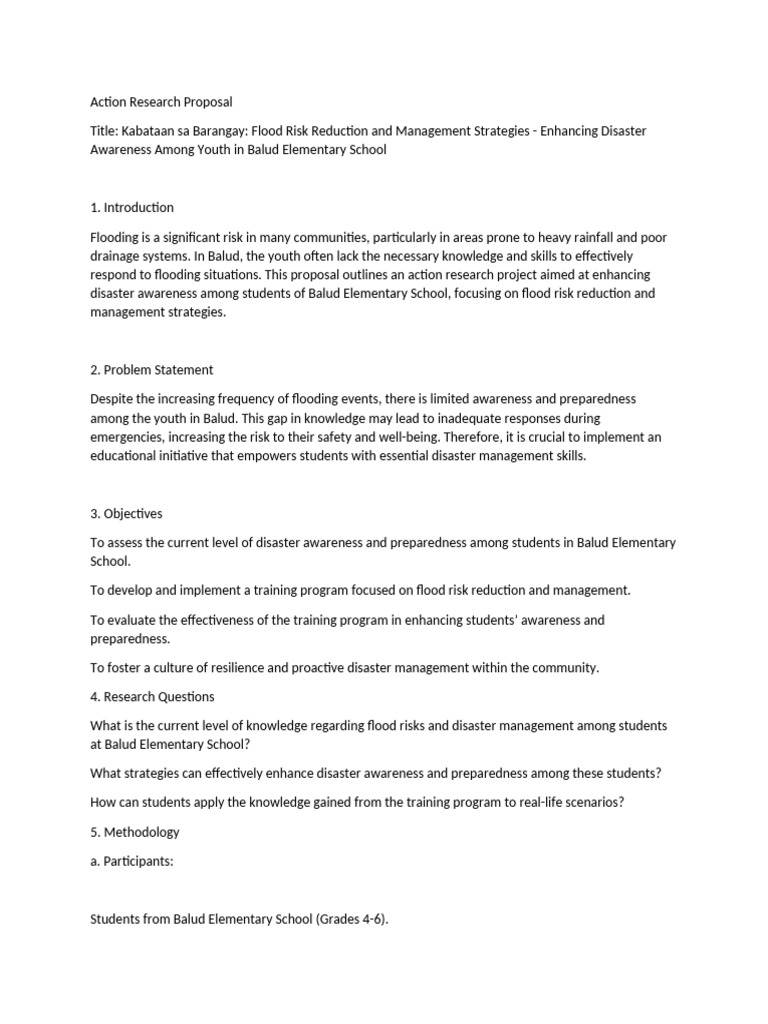 Action Research Proposal | PDF | Emergency Management | Disaster Risk ...