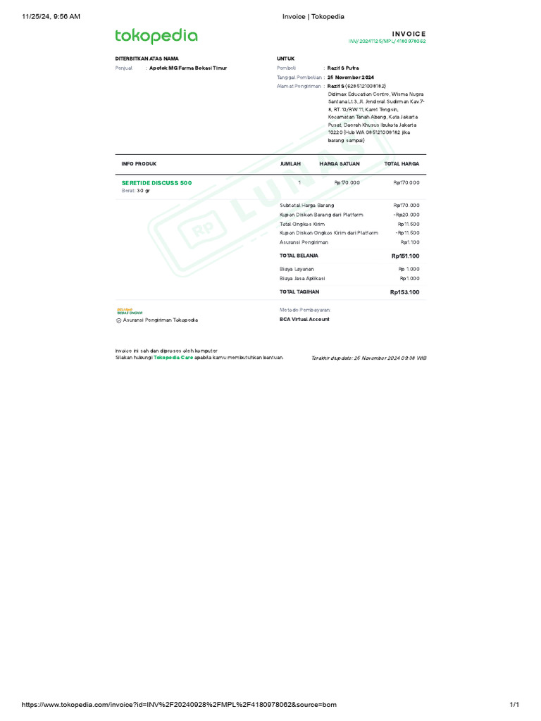 Invoice _ Tokopedia | PDF