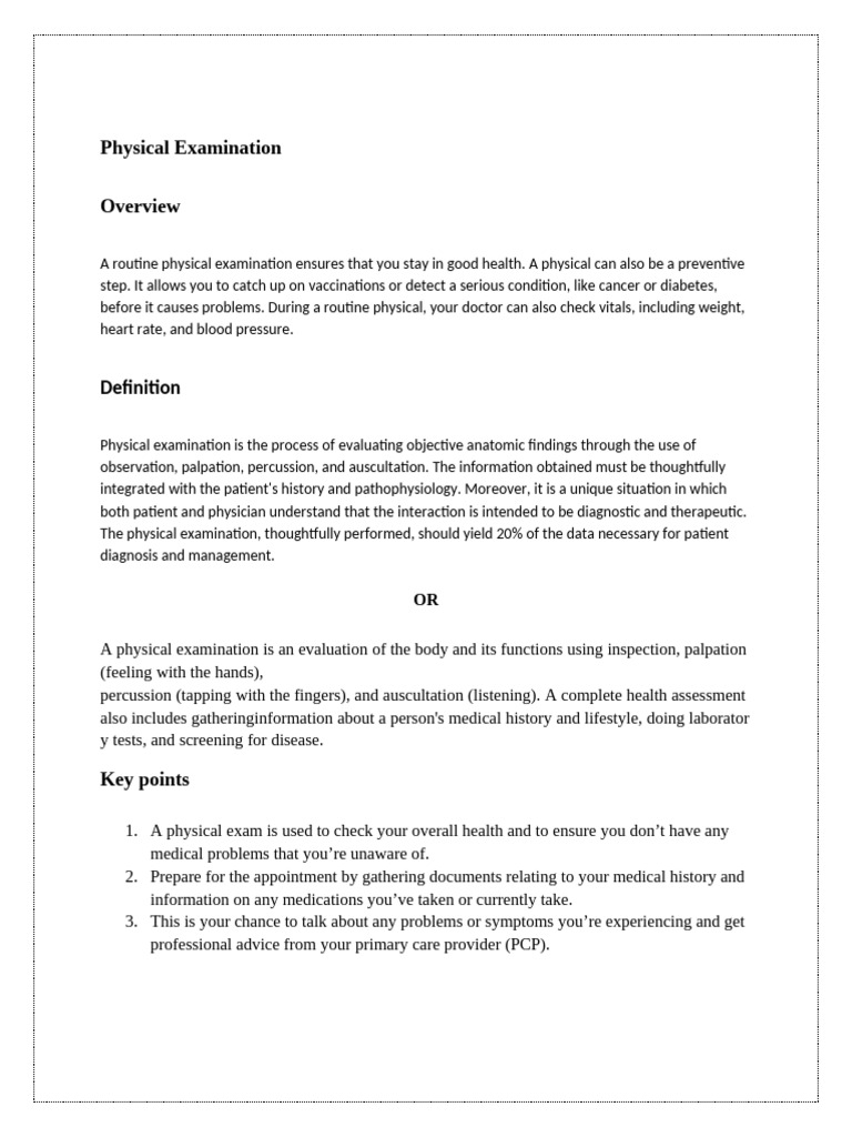 Physical Examination | PDF | Physical Examination | Medical Specialties