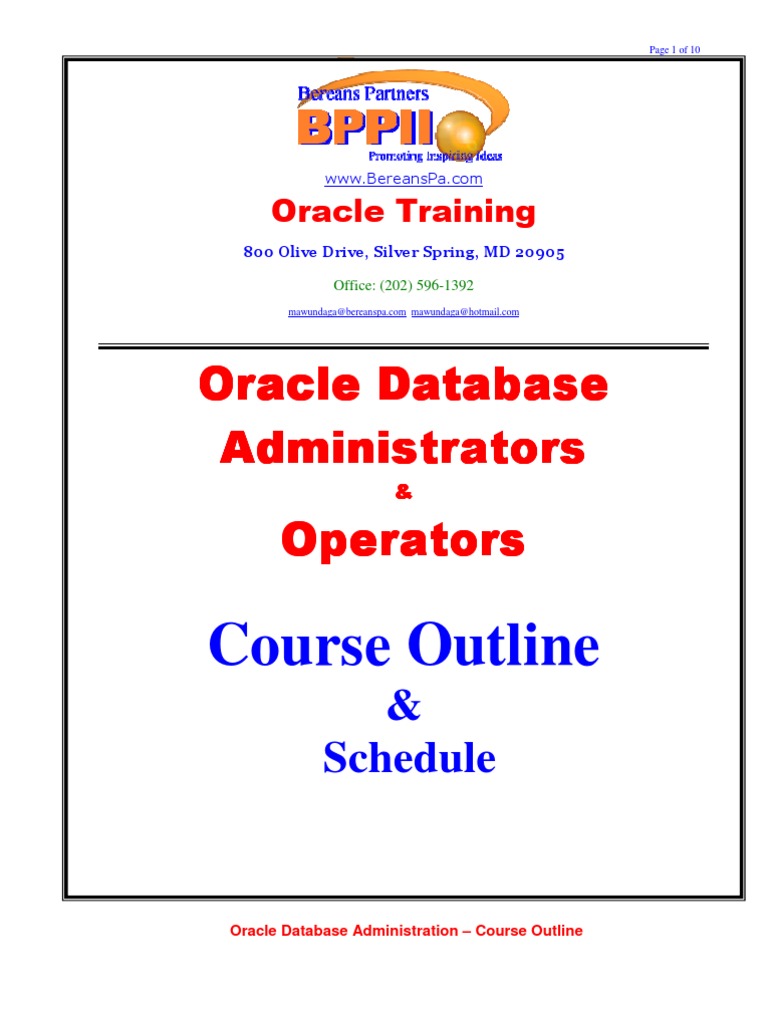 DBA Course Outline | Download Free PDF | Oracle Database | Database Index DBA Course Outline | Download Free PDF | Oracle Database | Database Index