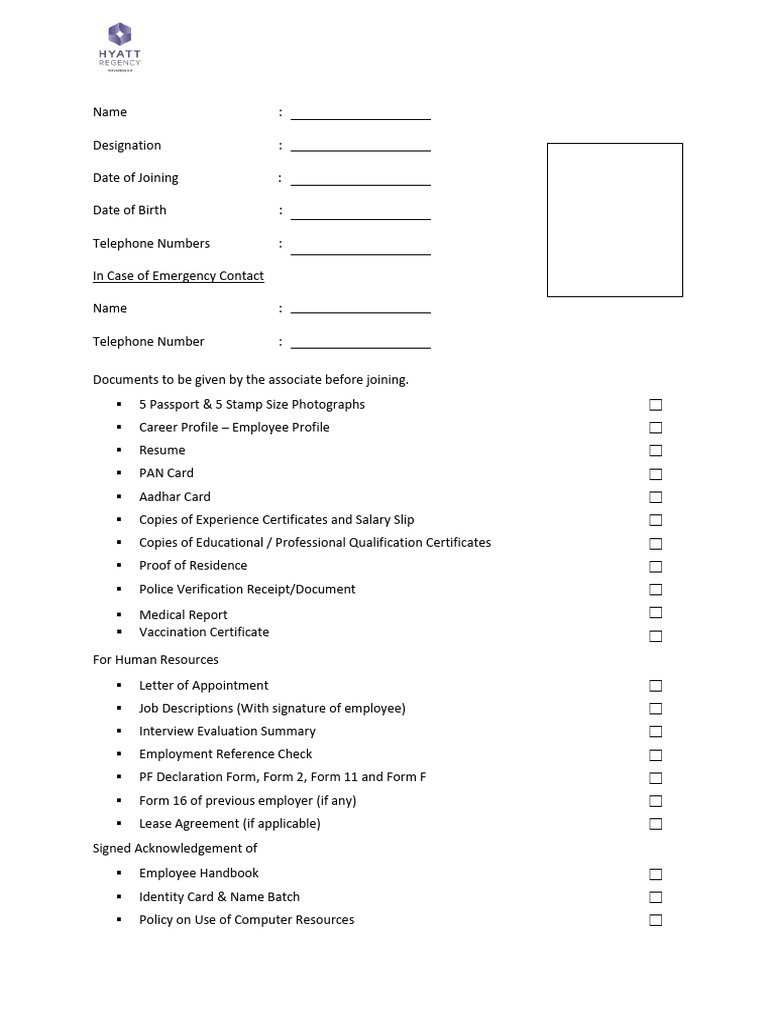 1. Employee Checklist | PDF