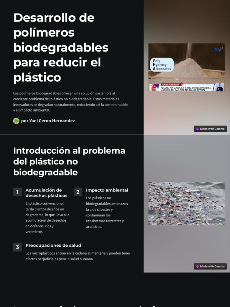 Desarrollo de Polimeros Biodegradables para Reducir El Plastico | PDF ...