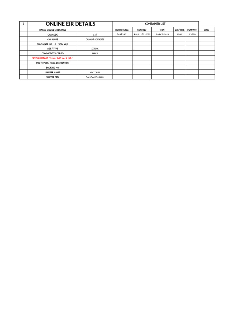 Hapag Eir Request | PDF
