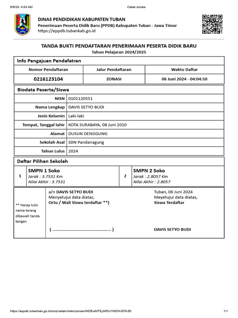 Cetak Zonasi DAVIS SETYO BUDI | PDF