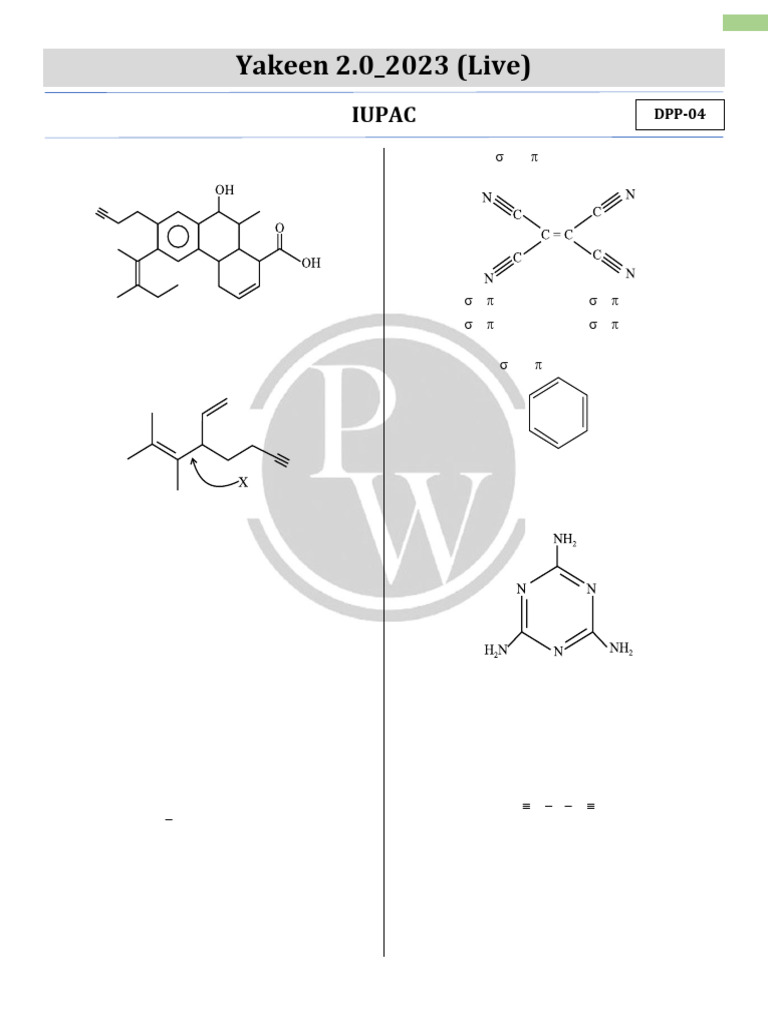 IUPAC Naming - DPP 04 (Extra DPP) - (Yakeen 2.0 2023 PW Star) | PDF | Physical Sciences ...