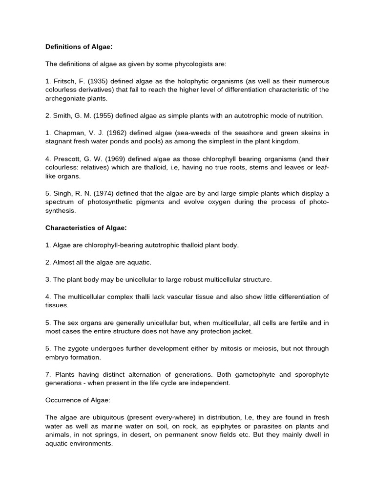 MCB 211-Algae Notes | PDF | Algae | Eukaryotes