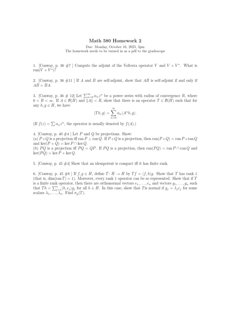 Math 580 Homework 2 Solutions | PDF