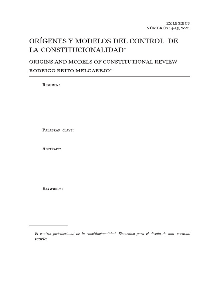 Origenes y Modelos de Control Constitucional | PDF | Constitución ...