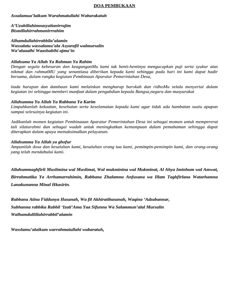 DOA PEMBUKAAN | PDF