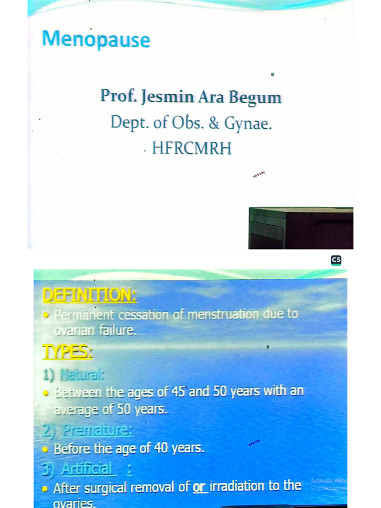 MenopauseJesmin-Mam-Lecture | PDF