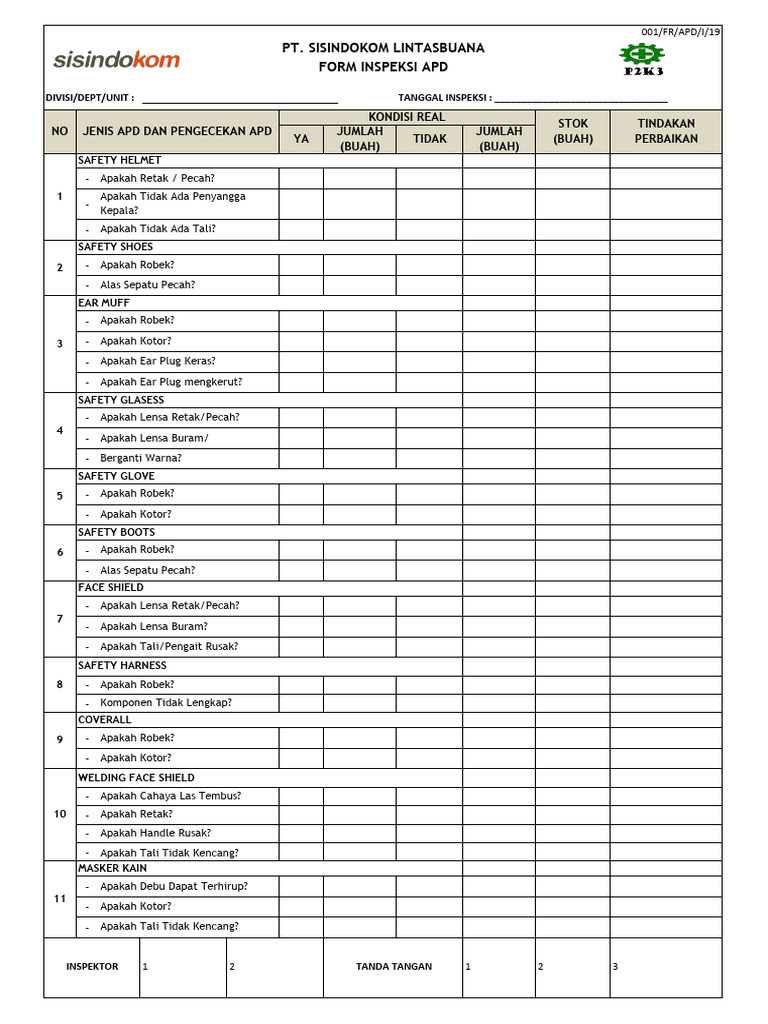 Form Check List APD | PDF